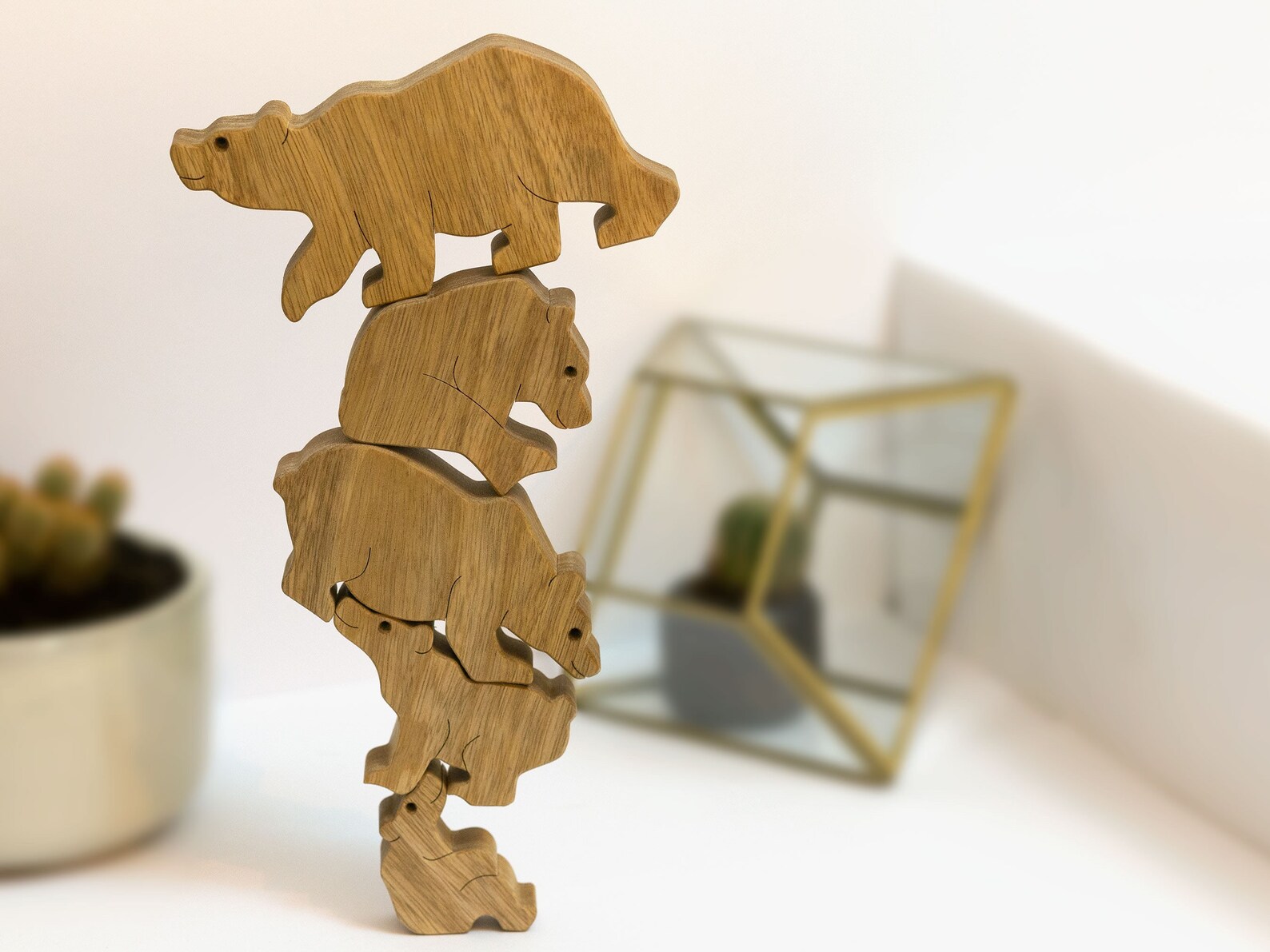 Bears Puzzle - 5 Interlocked Wooden Bears Puzzle With a Optional Square ...