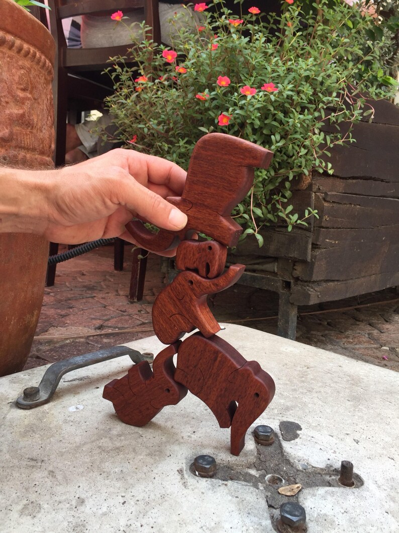 Wooden Elephants tower Balancing game Mahogany pyramid. | Etsy