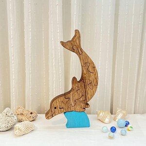 Elegant Dolphin Wooden Puzzle With Wave Stand - Handcrafted Marine ...