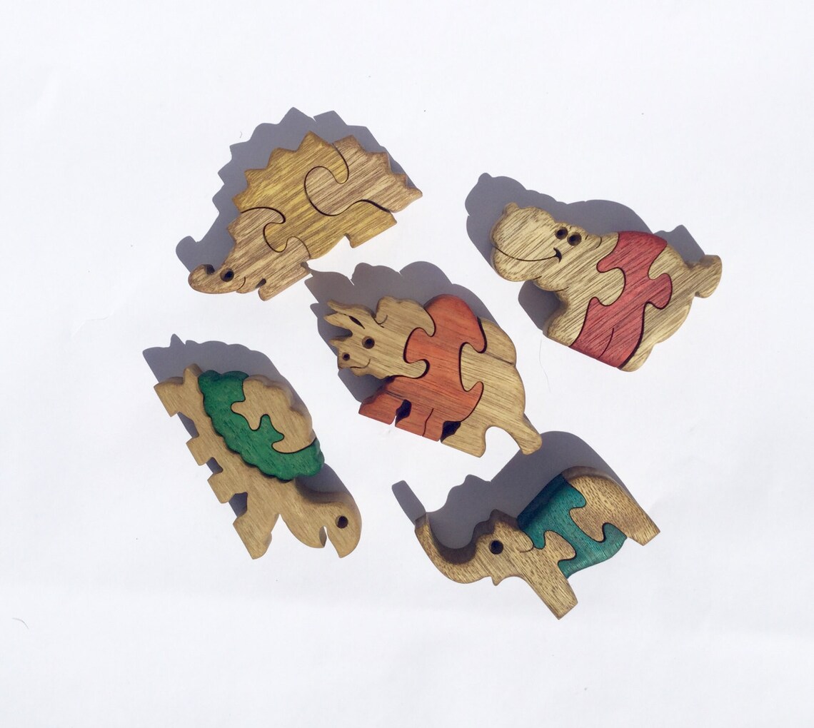Wooden Set of 5 Small Animal Puzzles: Elephant Hippo Turtle - Etsy