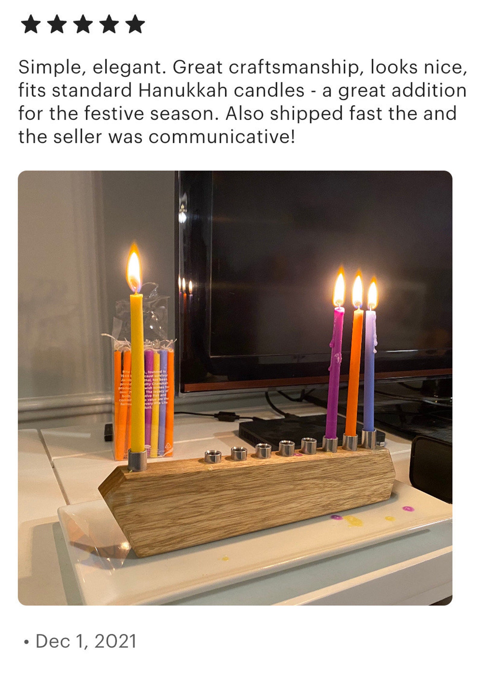 Handcrafted African Walnut Hanukkiah - Menorah for Hanukkah - Artisanal ...