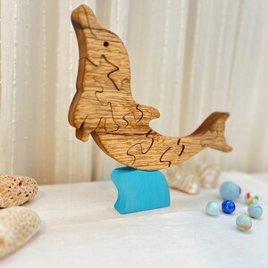 Elegant Dolphin Wooden Puzzle With Wave Stand - Handcrafted Marine ...