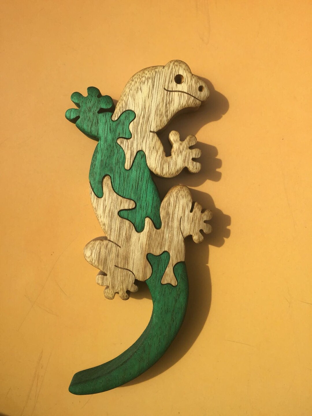 Wooden Lizard, Green Animal. - Etsy
