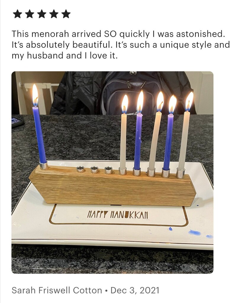 Handcrafted African Walnut Hanukkiah - Menorah for Hanukkah - Artisanal ...