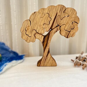 Sustainable Wooden Tree Puzzle - Rustic Jigsaw Game, Educational Toy ...