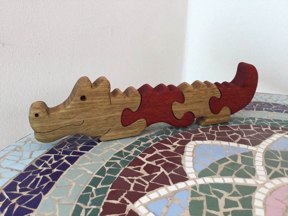 Wooden Alligator Puzzle Crocodile Puzzle Great Birthday | Etsy