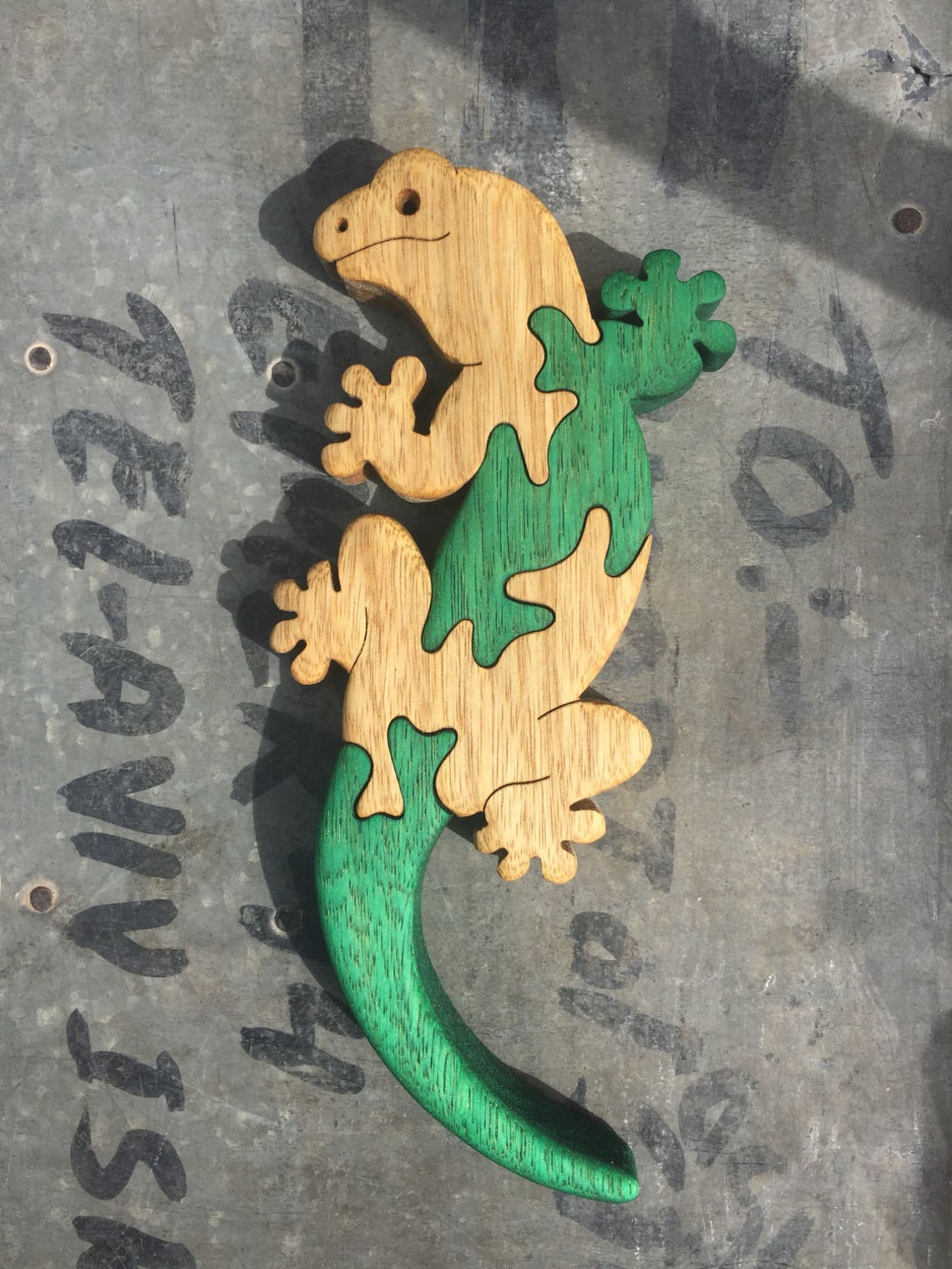 Wooden Lizard Green Animal. - Etsy