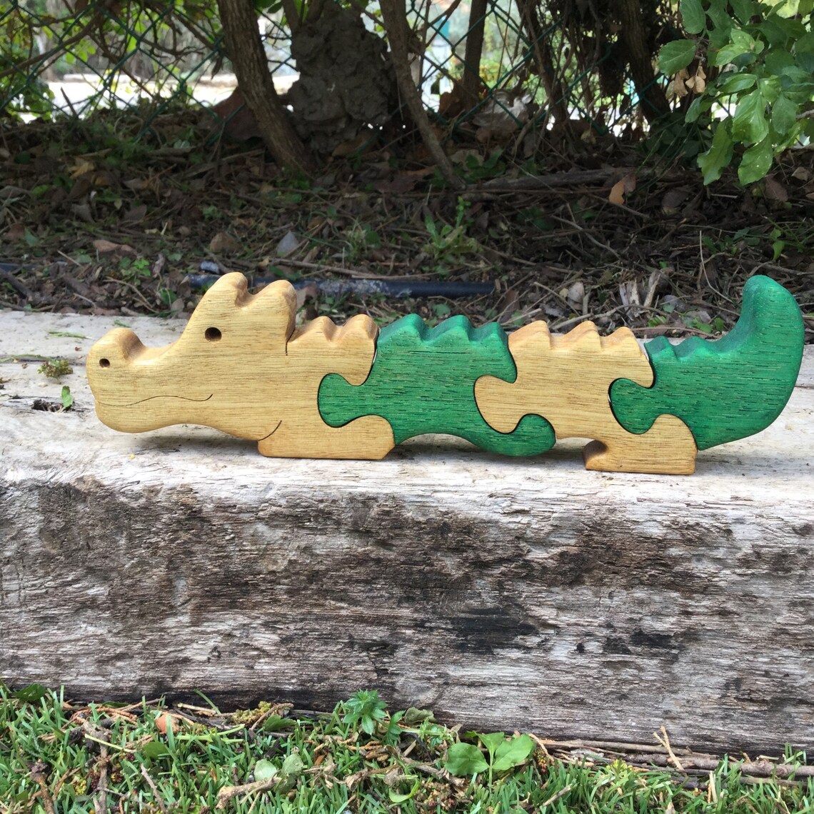 Wooden Alligator Puzzle Crocodile Puzzle Great Birthday | Etsy