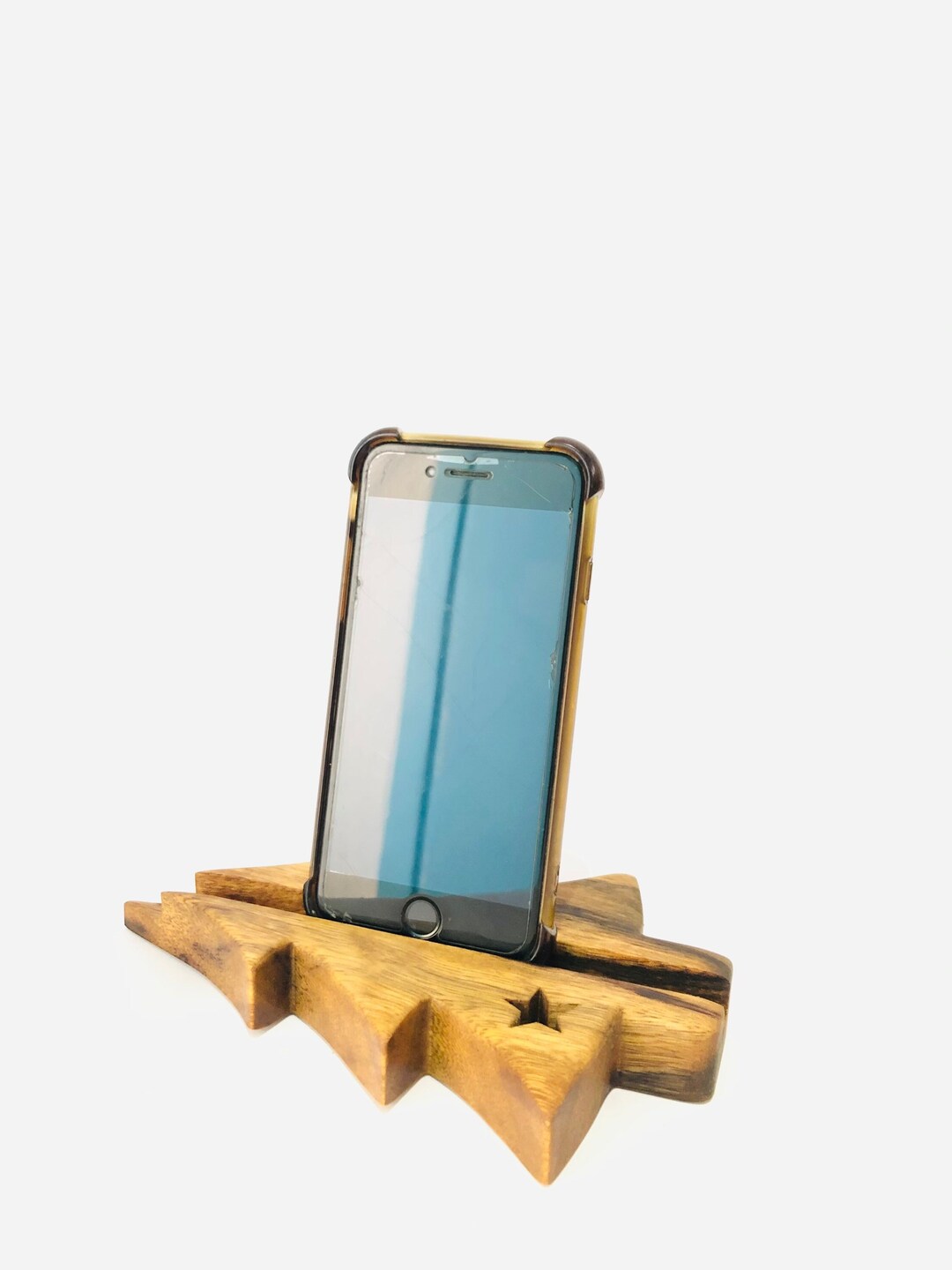 Handmade Wooden Christmas Tree Phone & Tablet Stand - Eco-friendly Desk ...