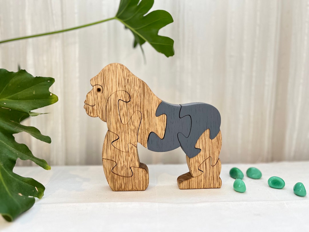 Majestic Silverback Gorilla Wooden Puzzle - Handcrafted Educational Toy ...