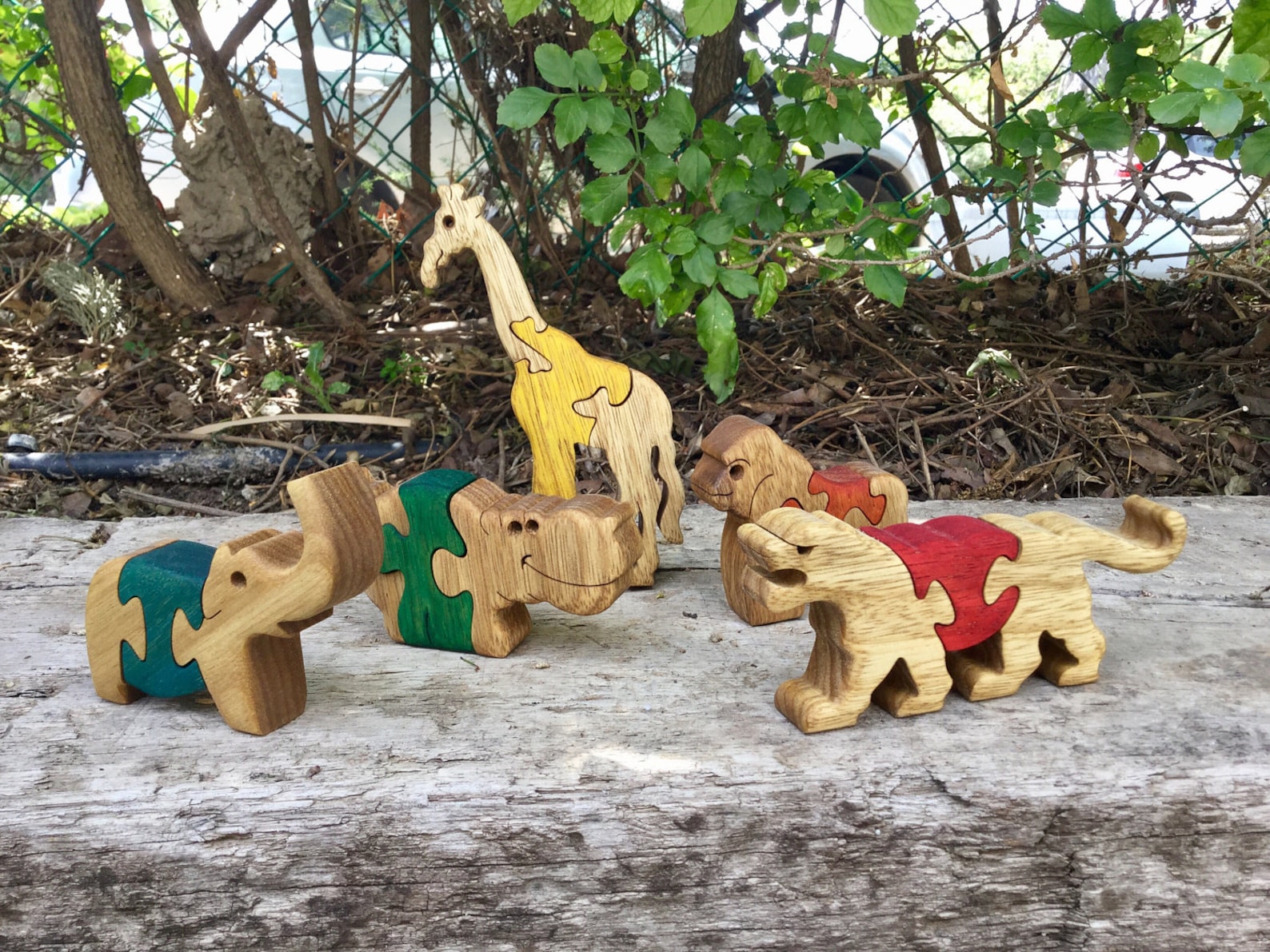 Set of 5 Wooden Safari Animal Puzzles: Gorilla Tiger - Etsy