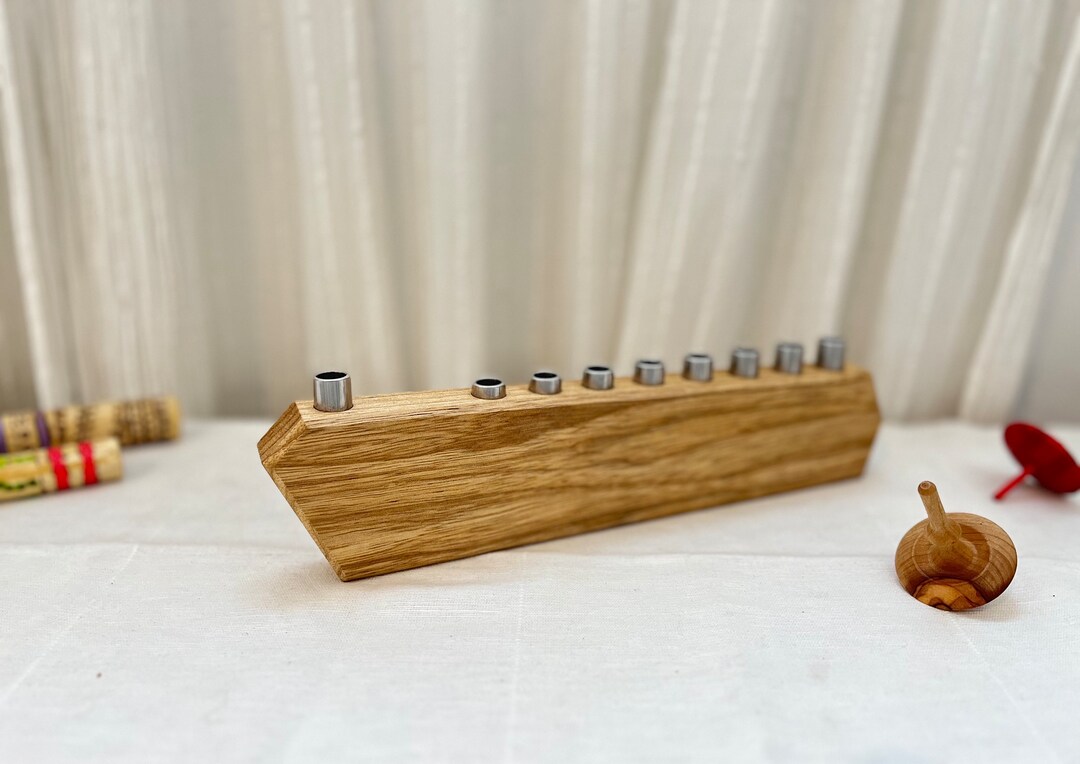 Handcrafted African Walnut Hanukkiah - Menorah for Hanukkah - Artisanal ...