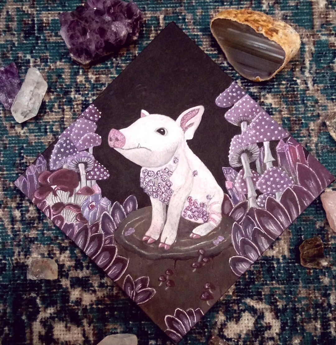Crystal Piglet/ Mixed Media /acrylic on Canvas - Etsy