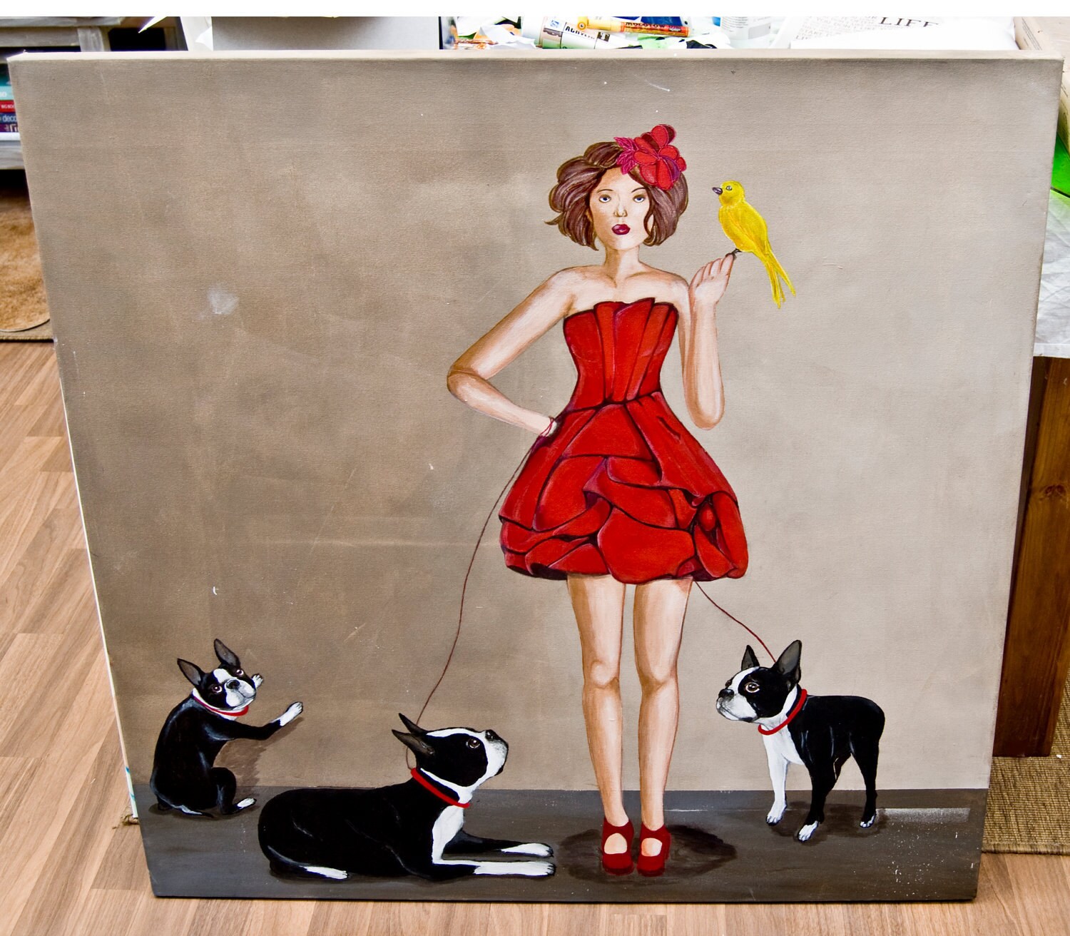 The Dog Sitter/acrylic on Canvas - Etsy