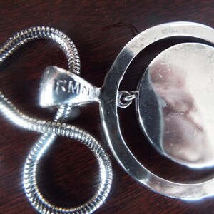 RMN ROMAN 16 Black Onyx Enamel Dangle Double Circle Pendant Silver Tone ...