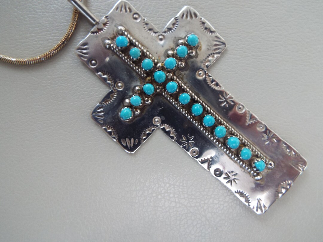 JP Ukestine Cross Jason Pearl Ukestine Zuni Sterling Silver Turquoise ...