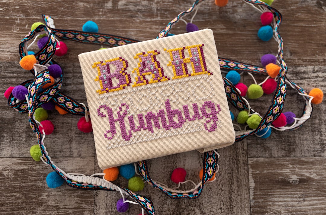 Bah Humbug Christmas Cross Stitch Pattern - Modern Cross Stitch Pattern ...