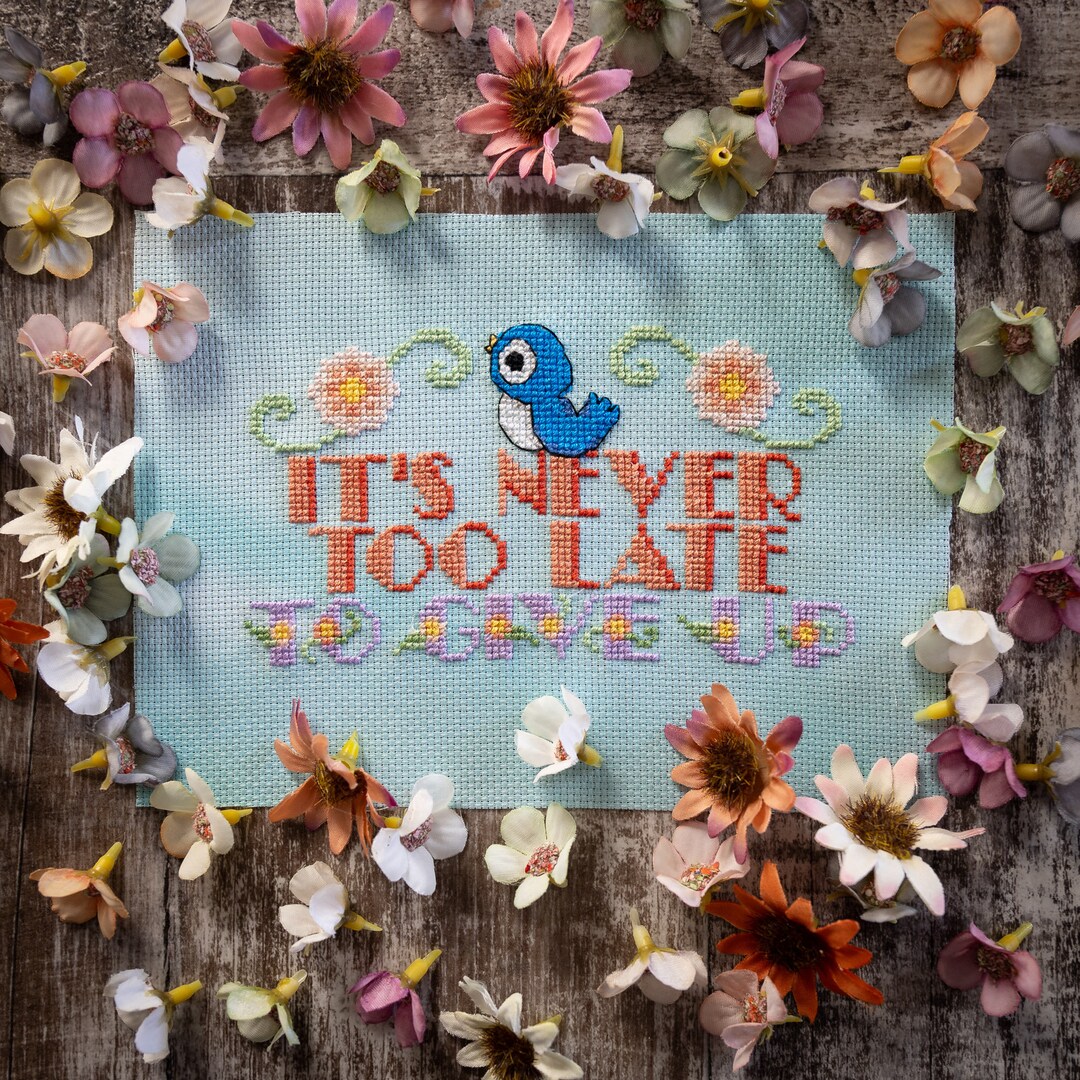 It's Never Too Late Cross Stitch Pattern / Cross Stitch Digital Pattern ...