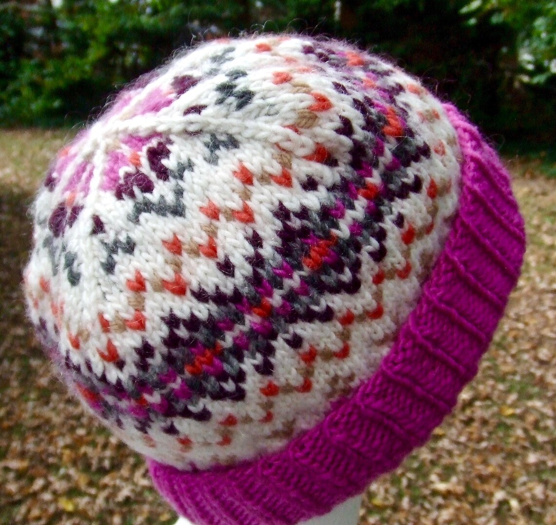 Knitting Pattern – Beach Roses Hat & Mittens, Fair Isle Women's Ladies ...