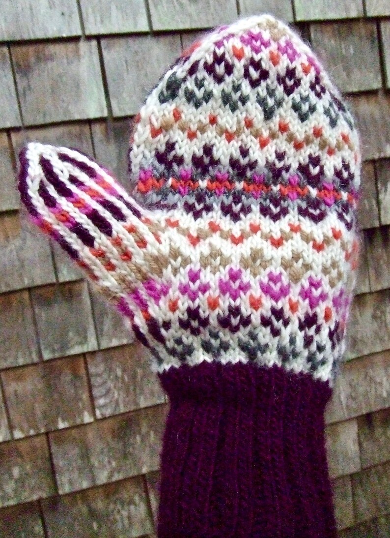 Knitting Pattern – Beach Roses Hat & Mittens, Fair Isle Women's Ladies ...