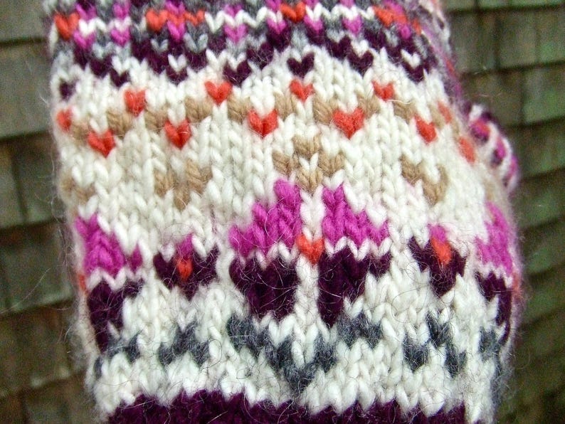Knitting Pattern – Beach Roses Hat & Mittens, Fair Isle Women's Ladies ...