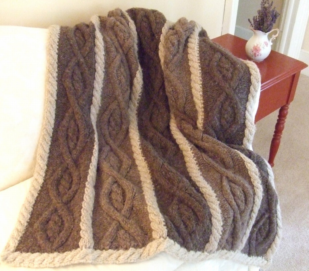 Knitting Pattern – Country Nights Afghan, Knit Aran Cable Afghan Throw ...