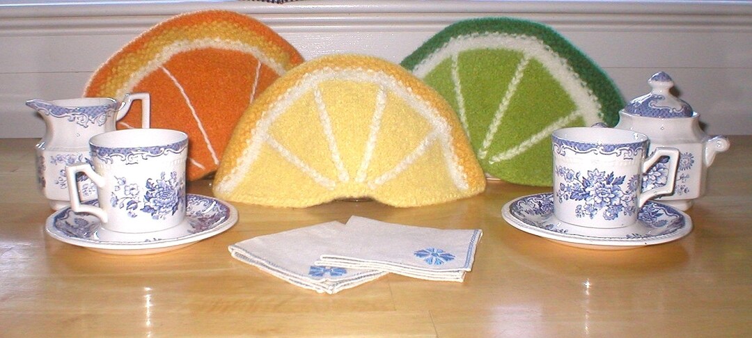 Knitting Pattern – Felted Citrus Tea Cozies, Knit Felted Orange Lemon ...