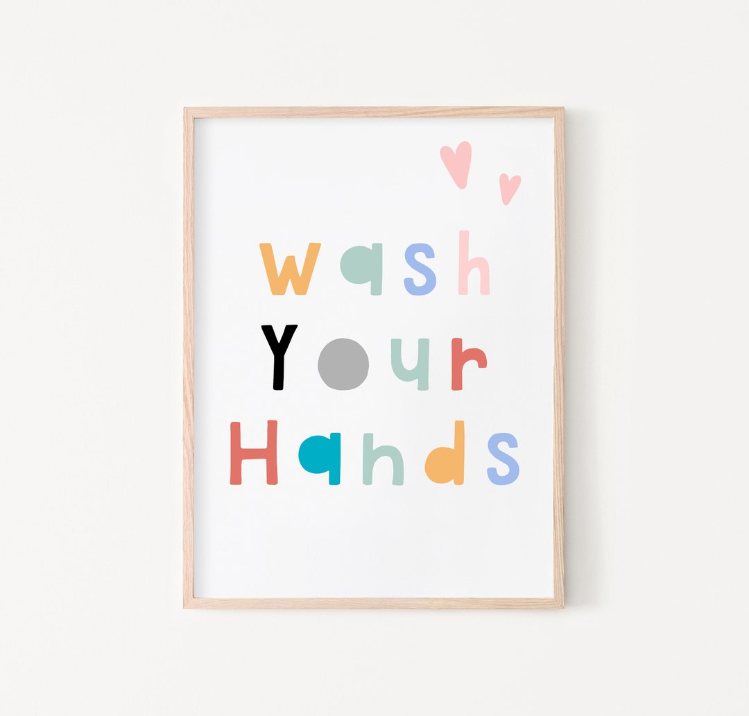 Wash Your Hands Printable, Kids Room Poster, Bathroom Poster, Kids Room ...