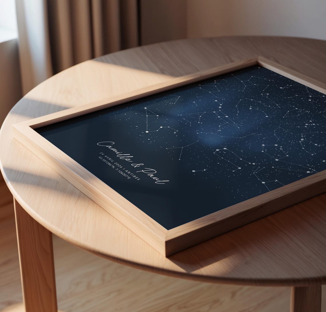 Constellation Map for Couple, Star Map by Date, Night Sky Poster ...