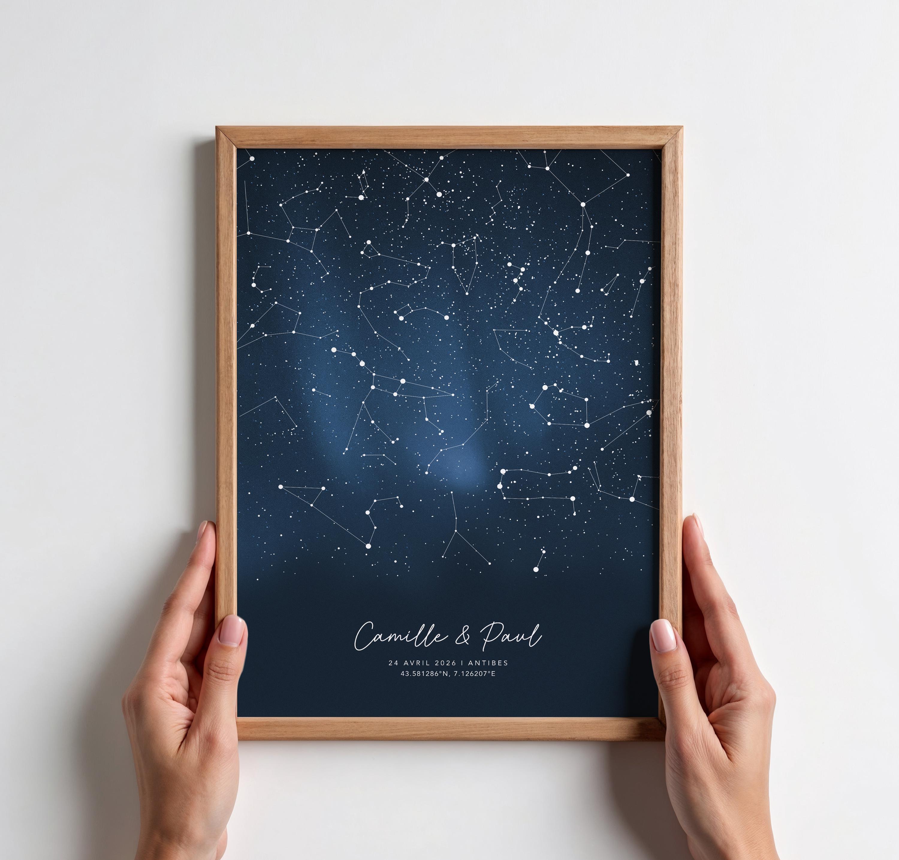Constellation Map for Couple, Star Map by Date, Night Sky Poster ...