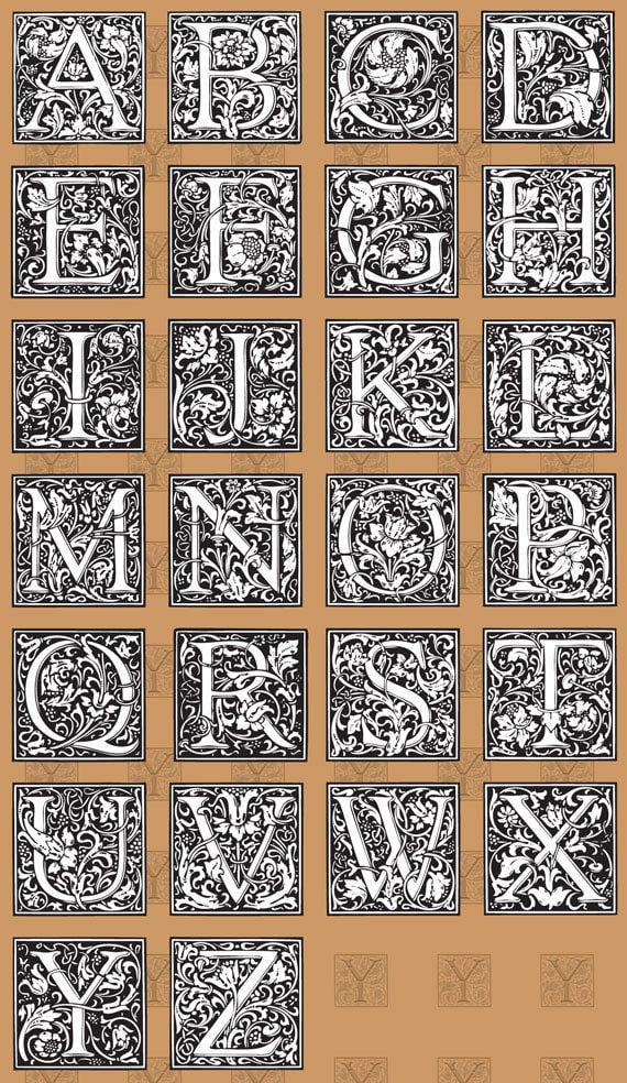 Ornamental Alphabet Vector Digital Vintage Royalty-free - Etsy