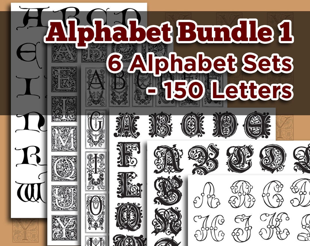Vector Alphabet Bundle - 150 Letters - Digital Vintage - Royalty-free ...