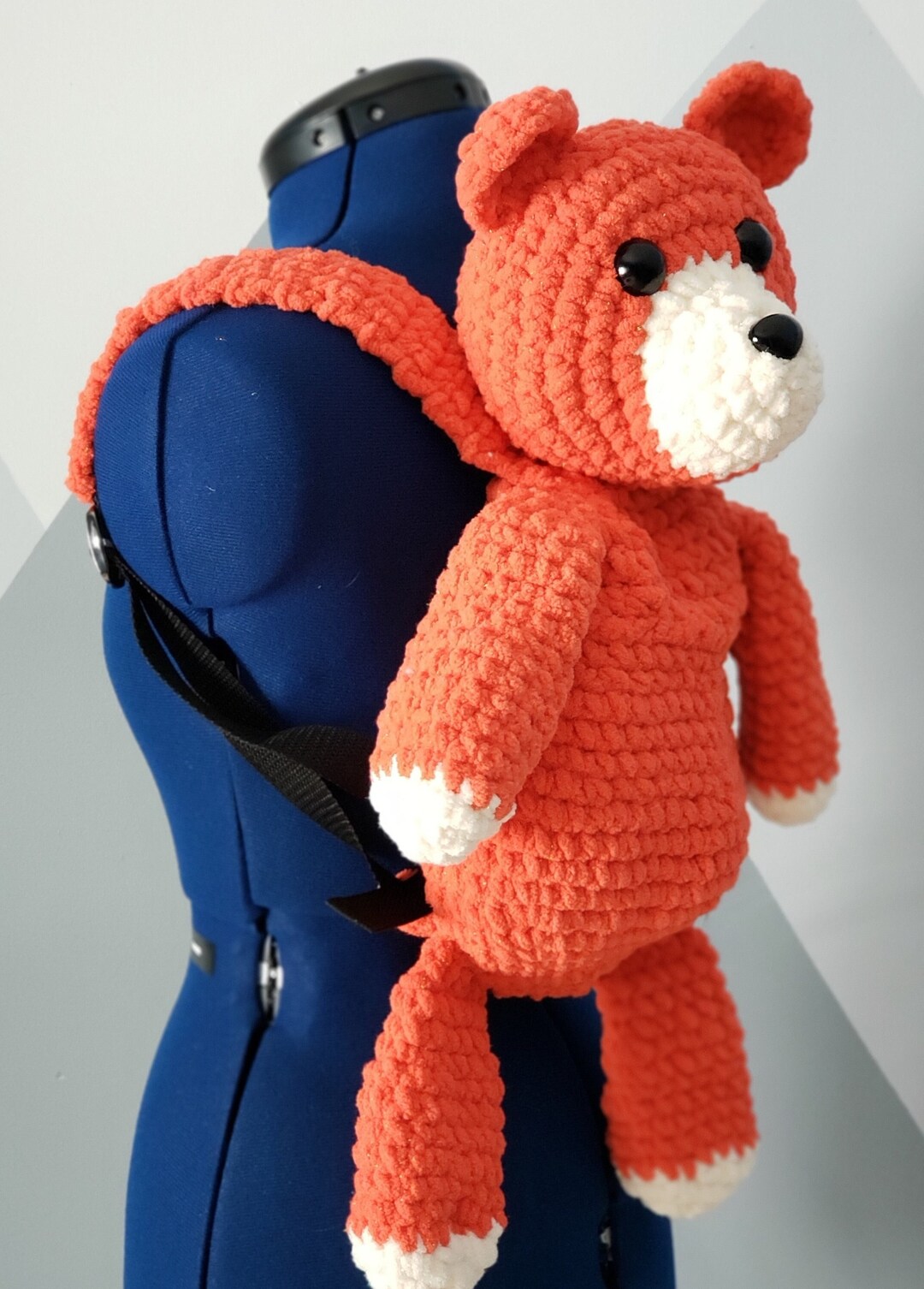 Coral Crochet Teddy Bear Backpack - Etsy
