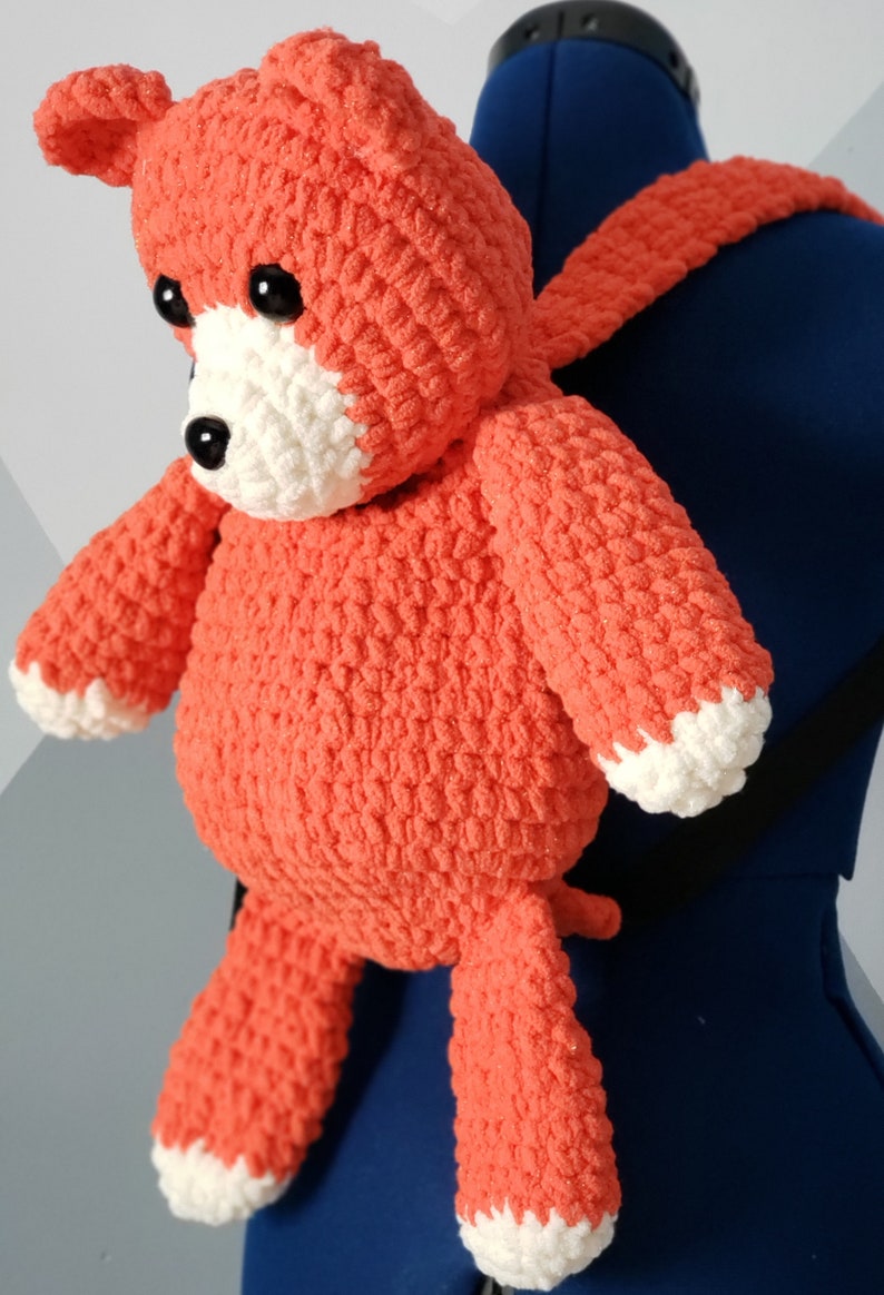 Coral Crochet Teddy Bear Backpack - Etsy