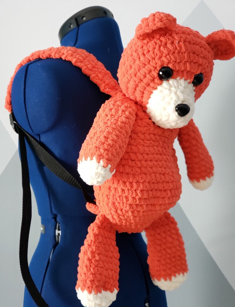 Coral Crochet Teddy Bear Backpack - Etsy