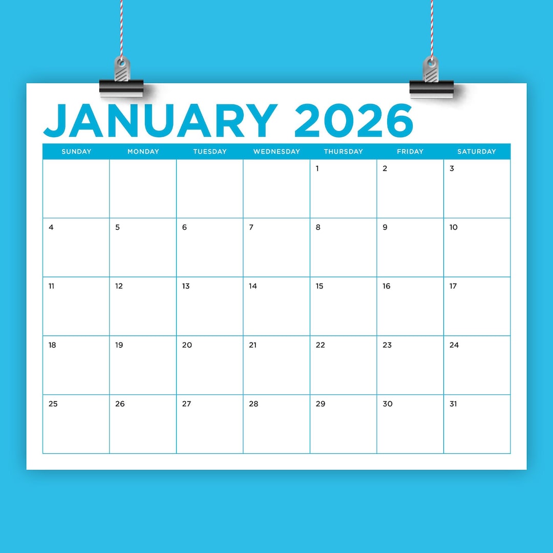 2026 8.5 X 11 Inch COLOR Calendar Template | INSTANT DOWNLOAD | Modern ...