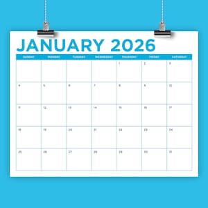 2026 8.5 X 11 Inch COLOR Calendar Template | INSTANT DOWNLOAD | Modern ...