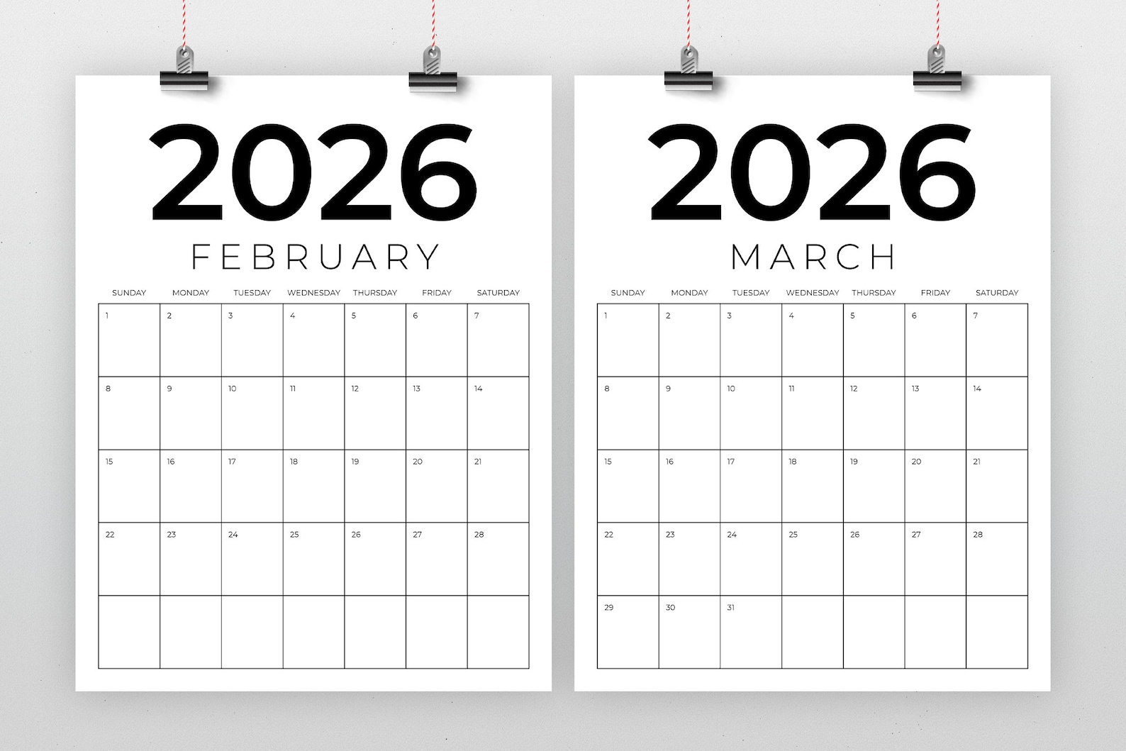 2026 Vertical 8.5 X 11 Inch Calendar Template INSTANT - Etsy
