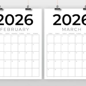 2026 Vertical 8.5 X 11 Inch Calendar Template | INSTANT DOWNLOAD ...