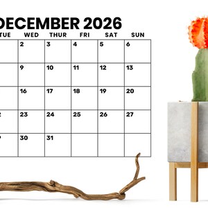 2026 8.5 X 11 Inch Large Number Mon-sun Calendar Template | INSTANT ...