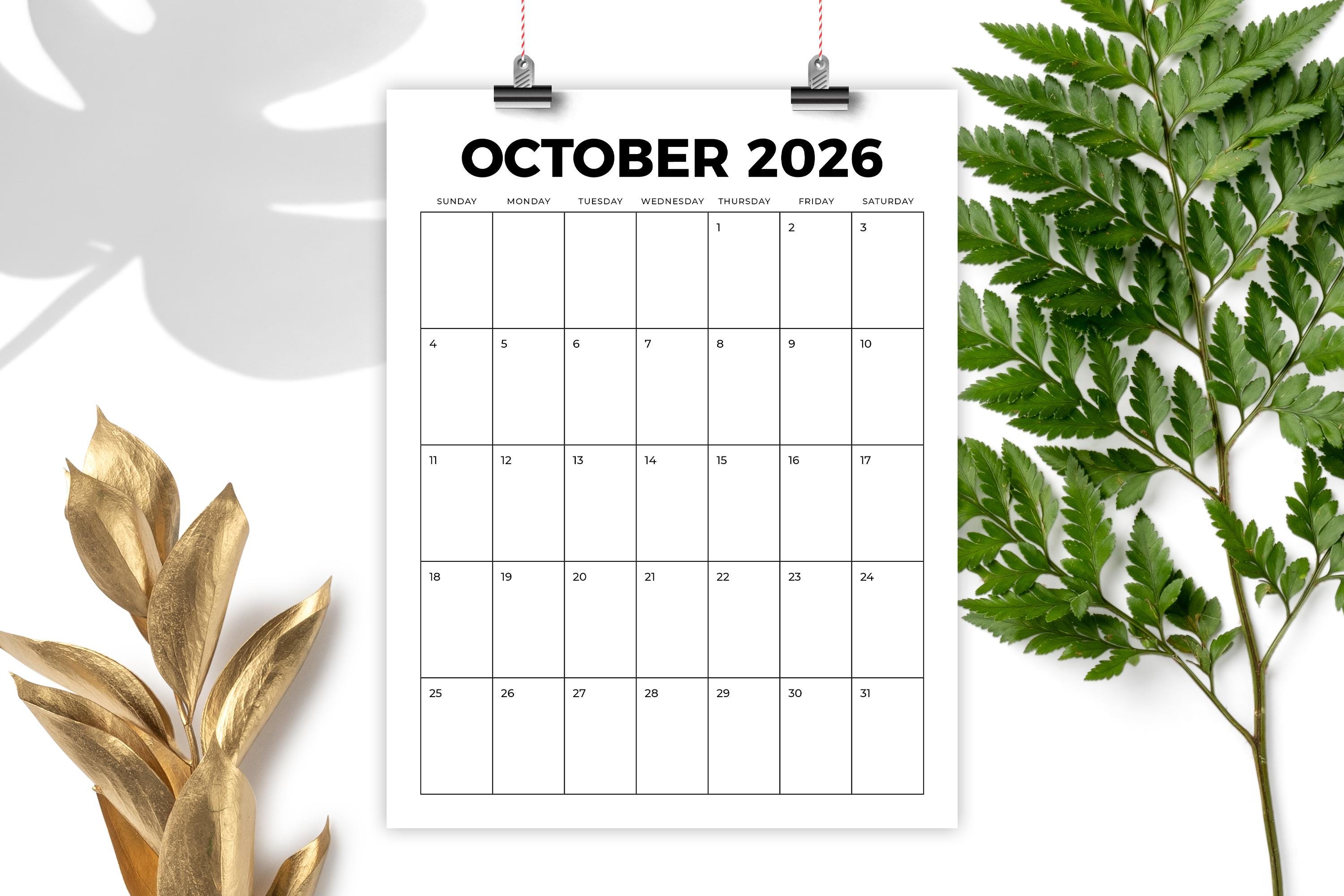 2026 Vertical 8.5 X 11 Inch Calendar Template | INSTANT DOWNLOAD | Bold ...