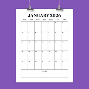 2026 Vertical 8.5x11 Inch Calendar Template | INSTANT DOWNLOAD | Modern ...