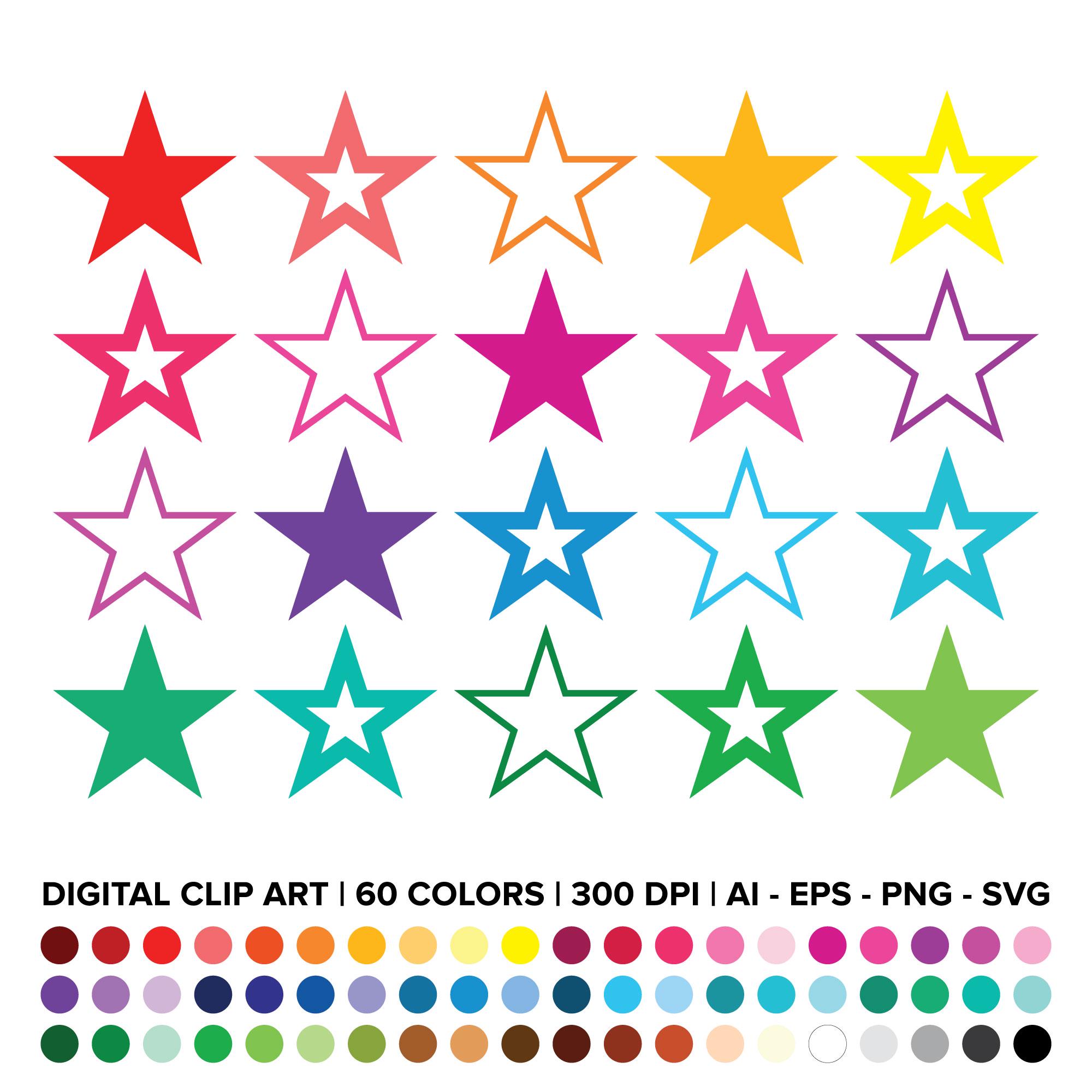Star Trio Clip Art Set, PNG, SVG, VECTOR, Star Symbol, Star Shape, Star ...