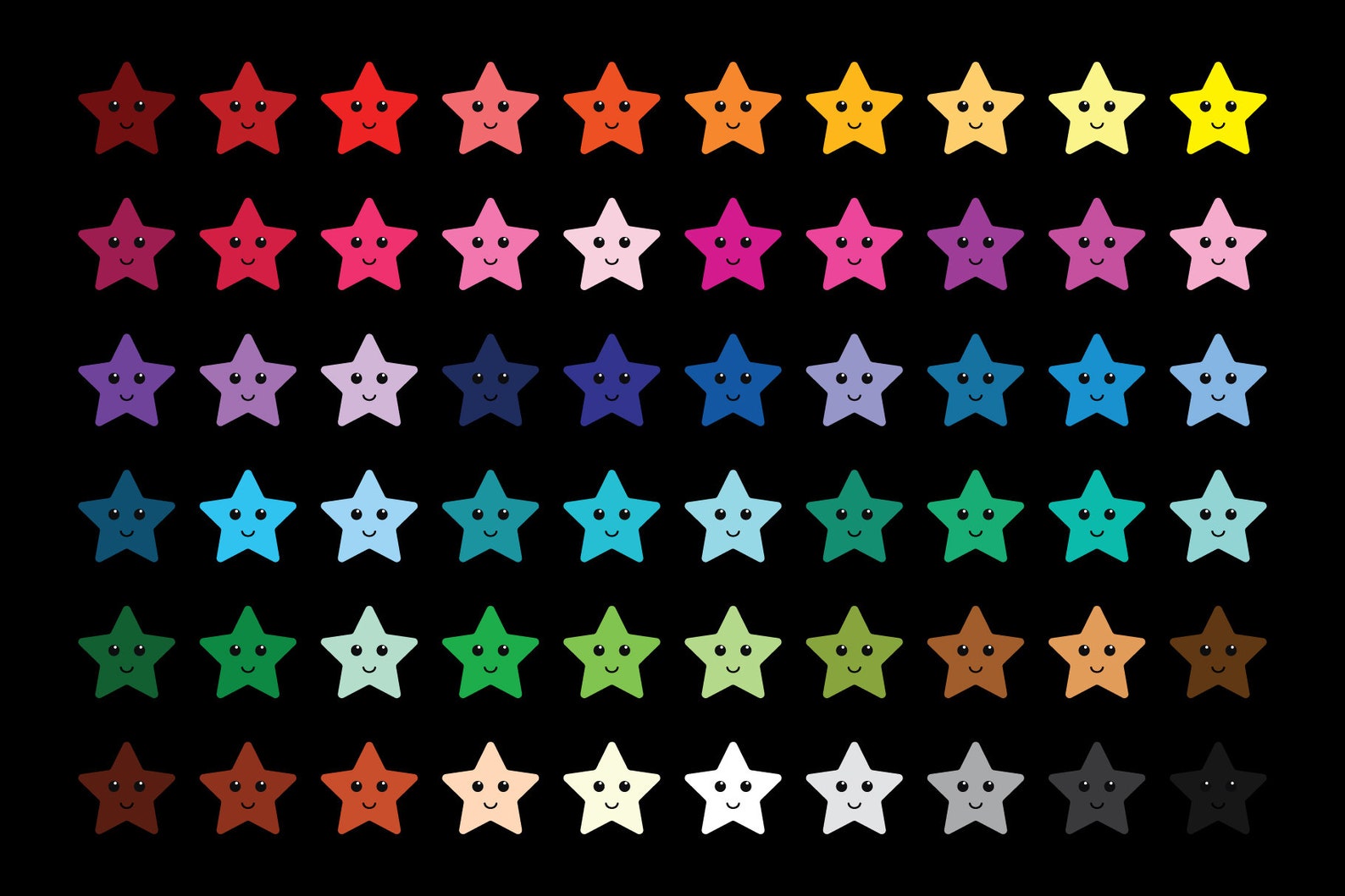 Happy Star Clip Art Set PNG SVG VECTOR Back to School Art - Etsy Canada