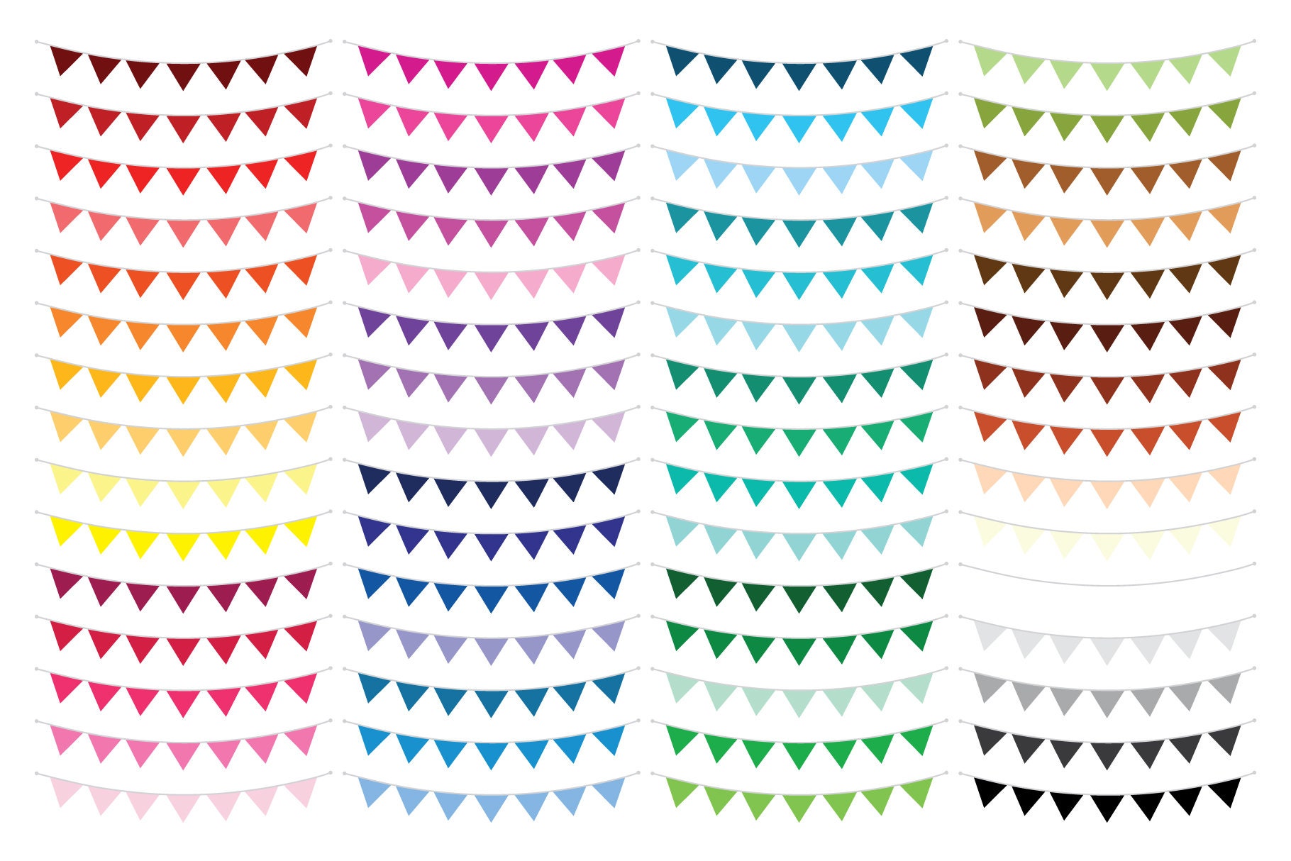 Single Color Triangle Banner Clip Art Set PNG SVG VECTOR - Etsy
