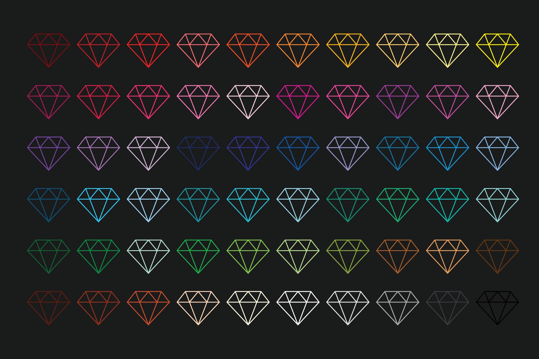 Diamond Clip Art Set PNG SVG VECTOR Rainbow Color Crystal - Etsy Singapore