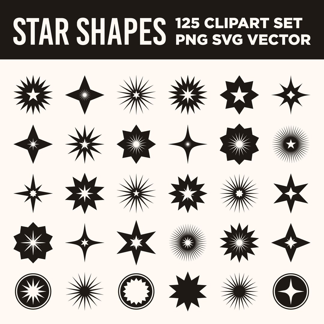 Star Shape Clip Art Collection, PNG, SVG, VECTOR, Star Symbol, Star Set ...