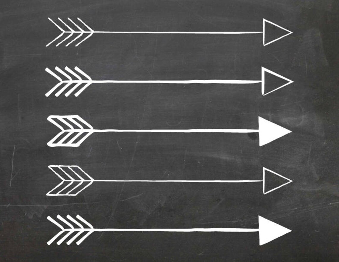 Arrows and Arrows Clip Art Set PNG SVG VECTOR Black & White | Etsy