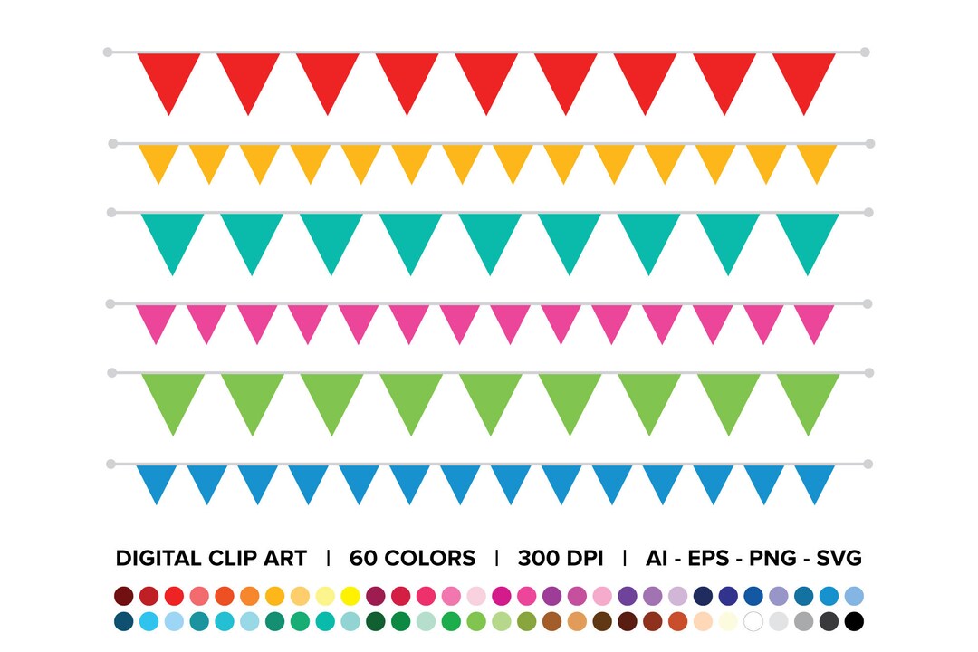 Single Color Triangle Banner Clip Art Set, PNG, SVG, VECTOR, Triangle ...
