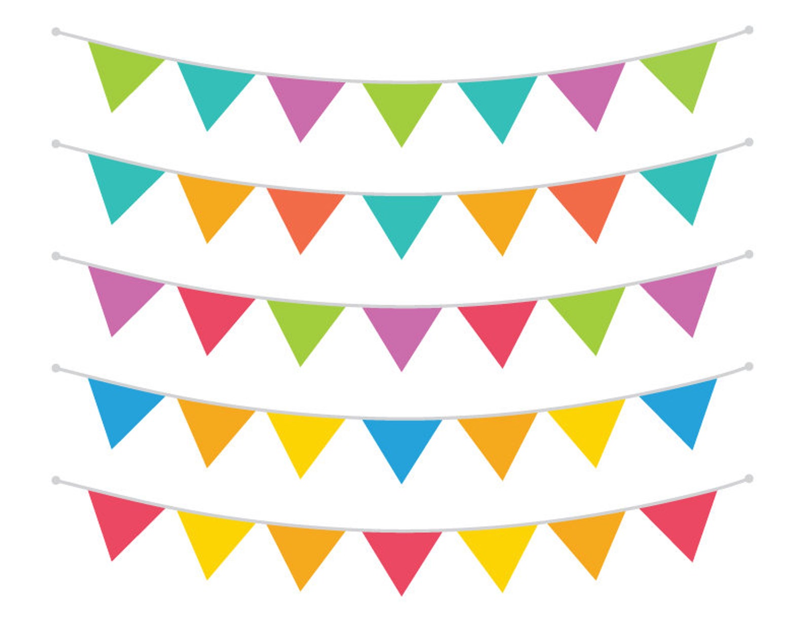 Carnival Triangle Banner Clip Art Set PNG SVG VECTOR Rainbow | Etsy